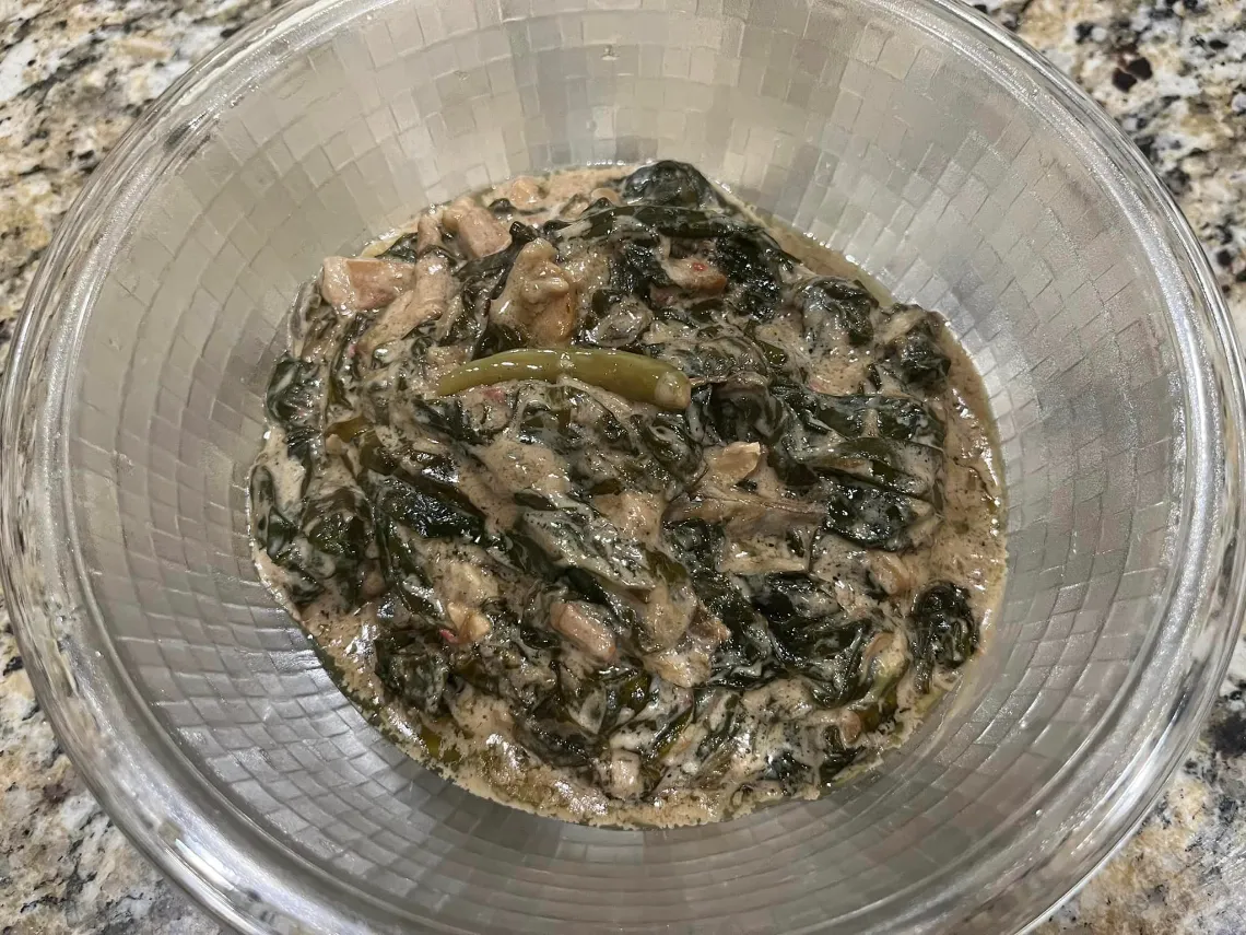 Dried Taro Leaves in Coconut Milk, Ginataang Laing/FilipinoEggrolls